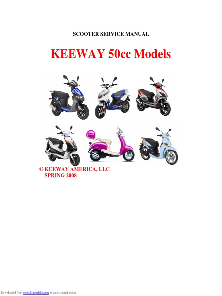 KEEWAY 50cc Models: Scooter Service Manual | PDF | Internal Combustion ...