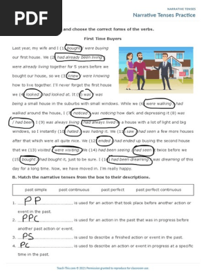 Narrative Tenses Worksheet1doc Grammatical Tense