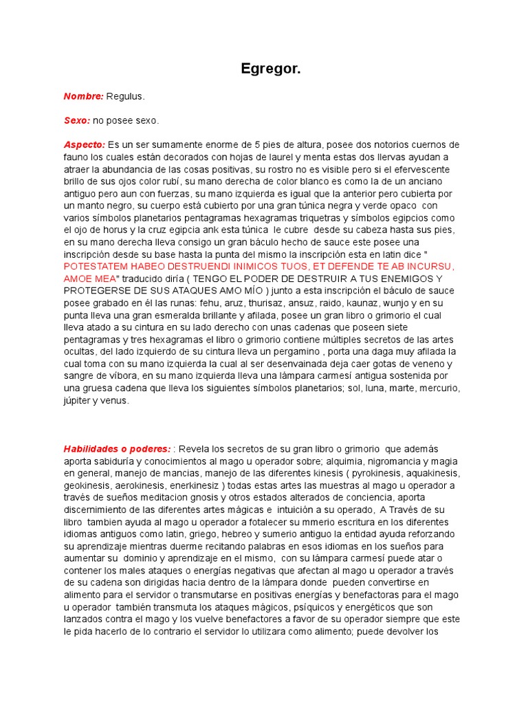 Egregor Regulus | PDF