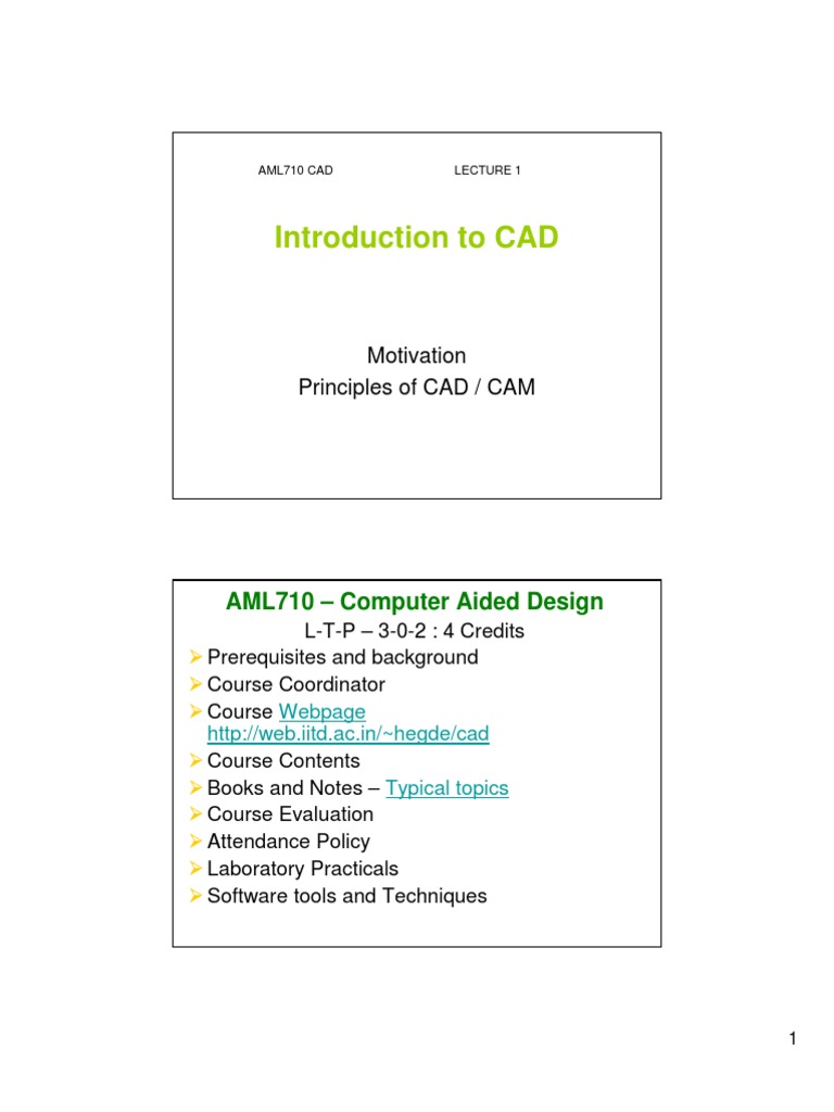 Introduction To CAD: Motivation Principles of CAD / CAM | PDF | Art
