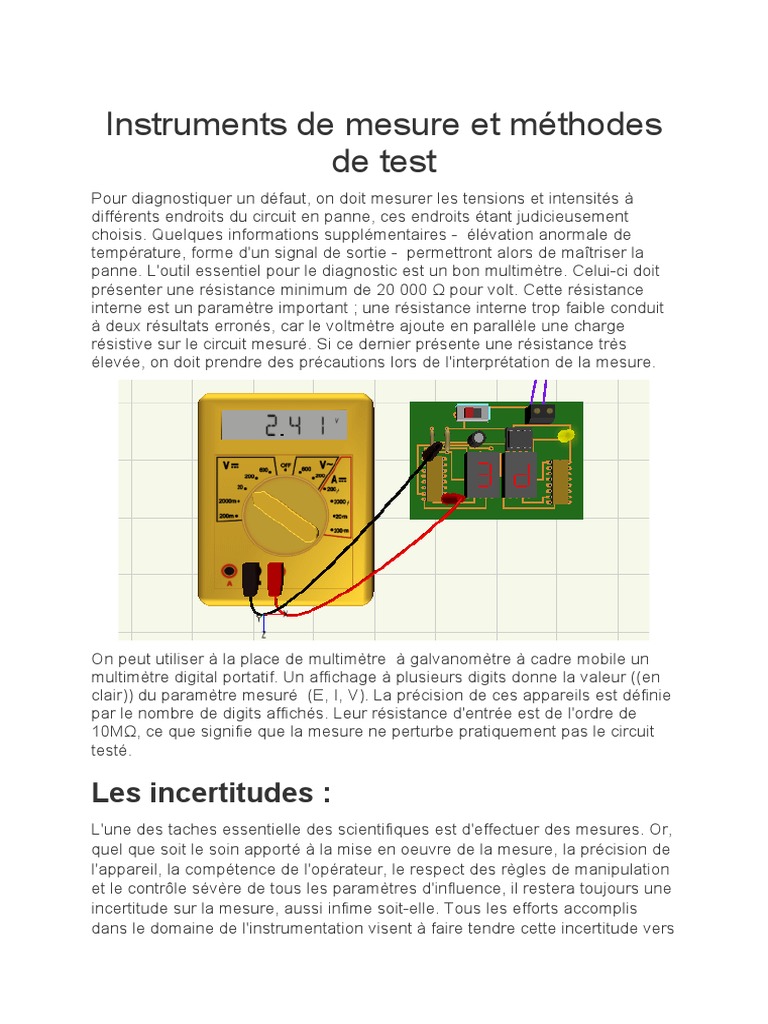 Instruments de Mesure Et Méthodes de Test: Les Incertitudes | PDF ...