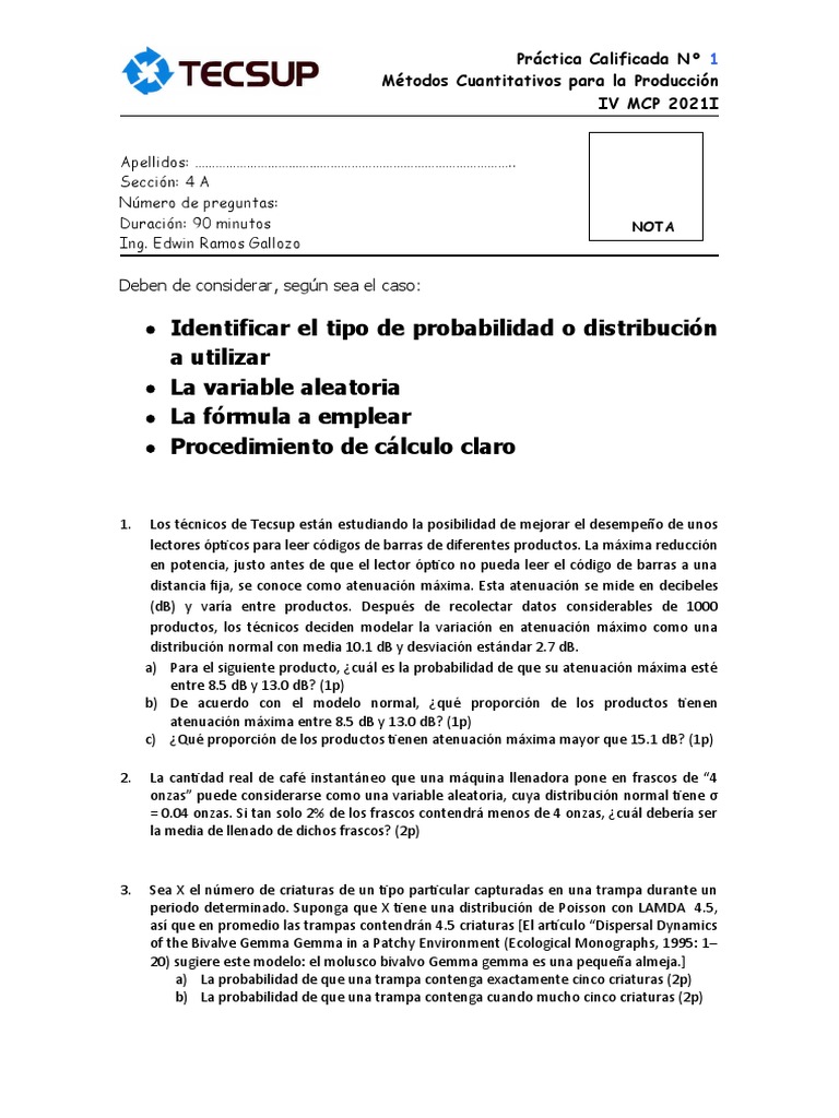 MCP 2021i 1 PC Rec | PDF | Probabilidad | Distribución normal