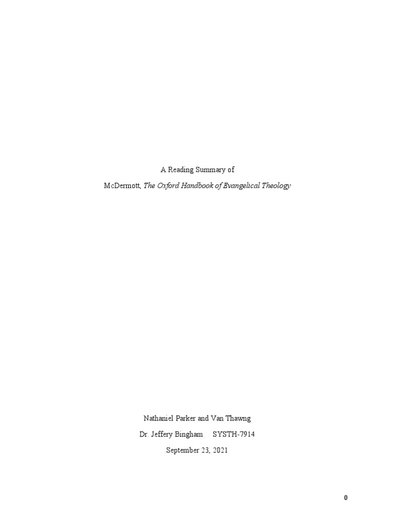 The Oxford Handook of Evangelical Theology Reading Summary | PDF ...