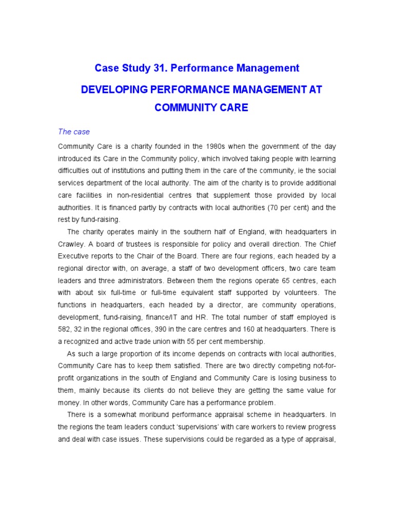 02 31 Teaching Notes Case Study - Performance Management | PDF | Board ...