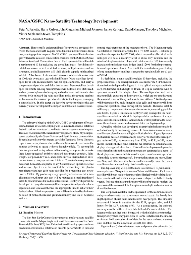 Nano Satellite Overview Pdf Attitude Control Spacecraft Propulsion