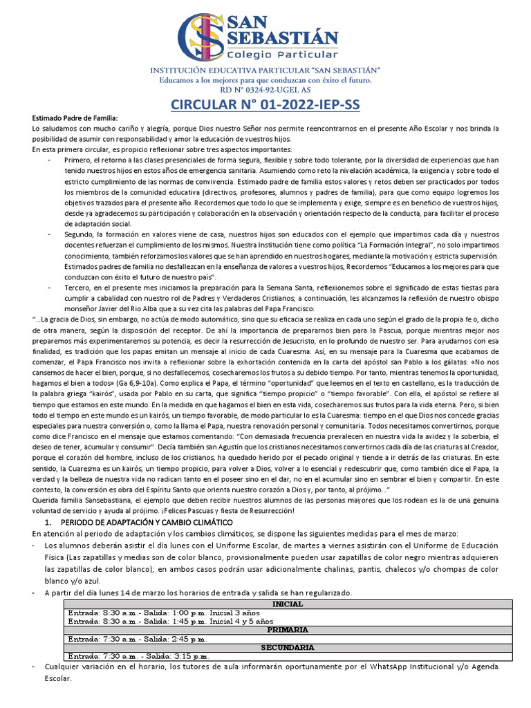 Circular 01-2022-Marzo | PDF | Alimentos | Familia