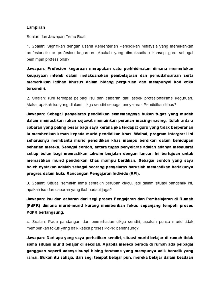 Lampiran Temu Bual | PDF