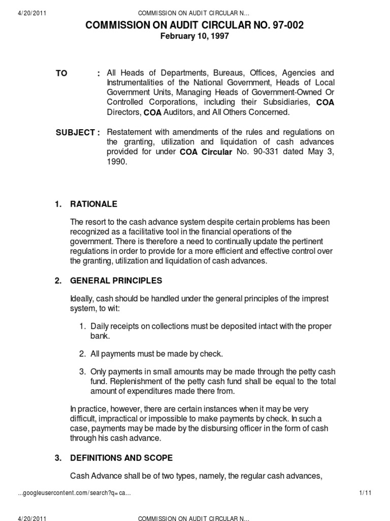 Commission On Audit Circular No | PDF | Cheque | Expense