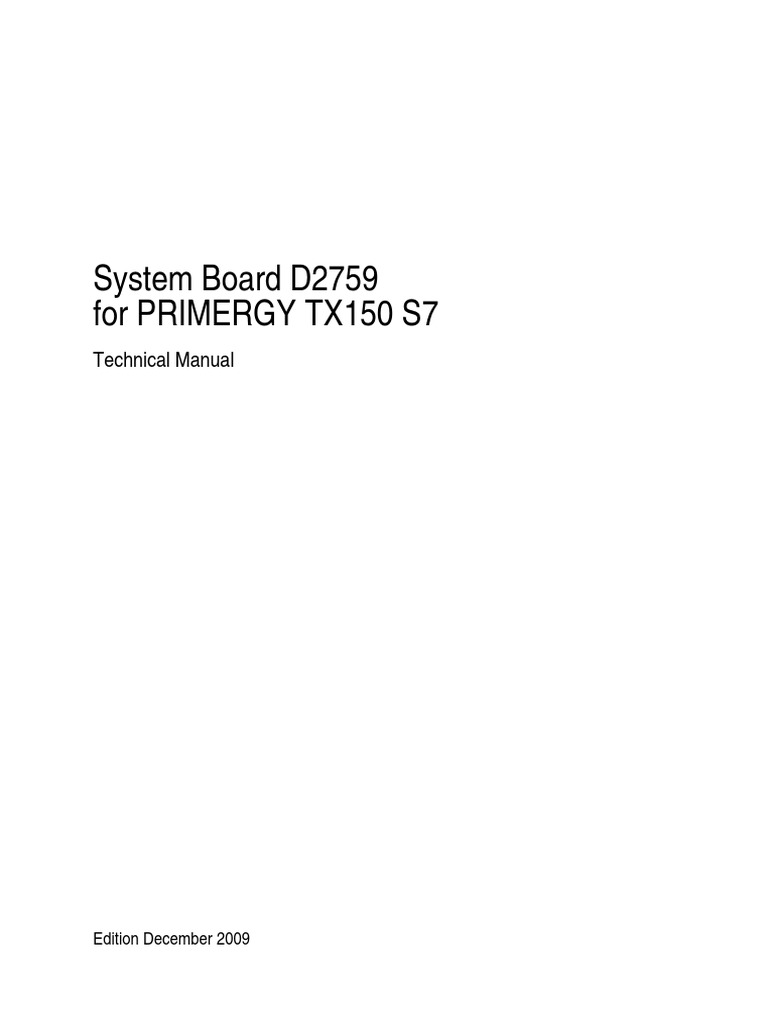 System Board D2759 For PRIMERGY TX150 S7: Technical Manual | PDF ...