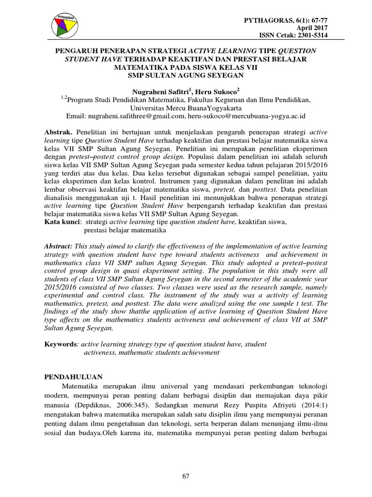 Pengaruh Penerapan Strategi Active Learning Tipe Q | PDF