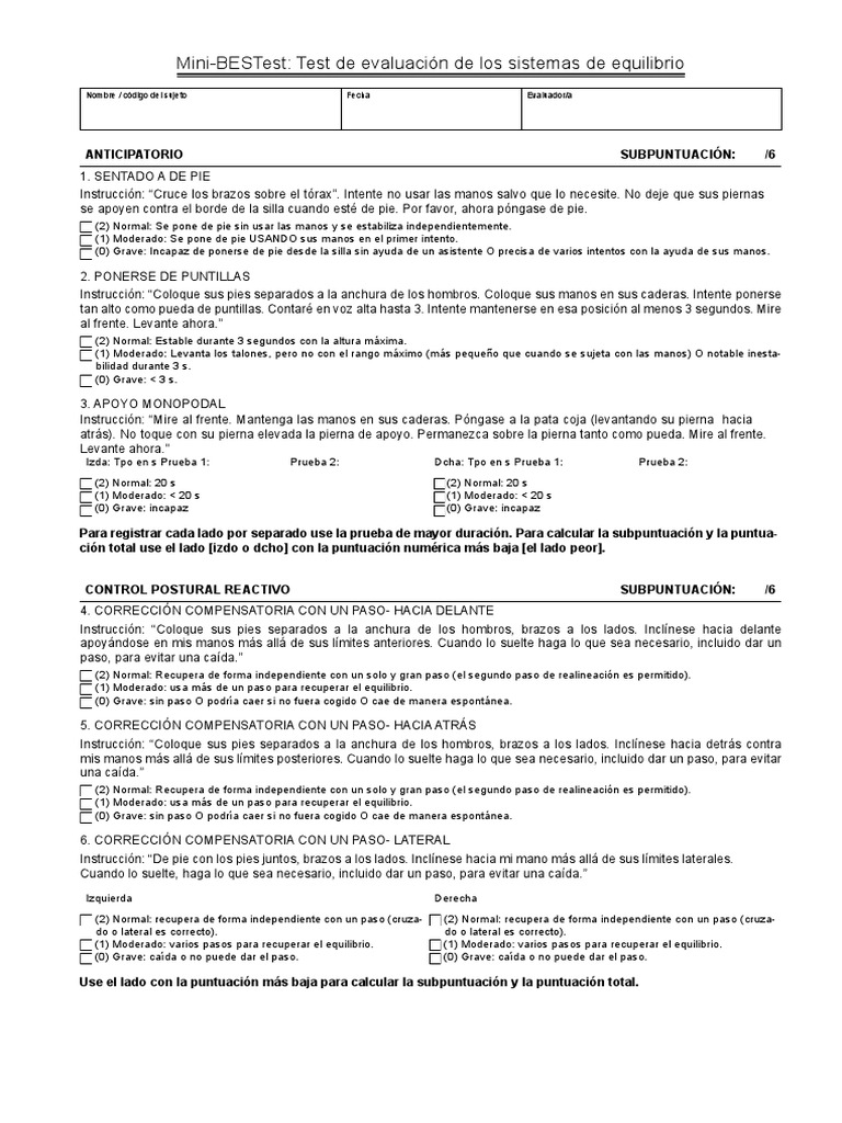 MiniBESTest Spanish | PDF | Pie