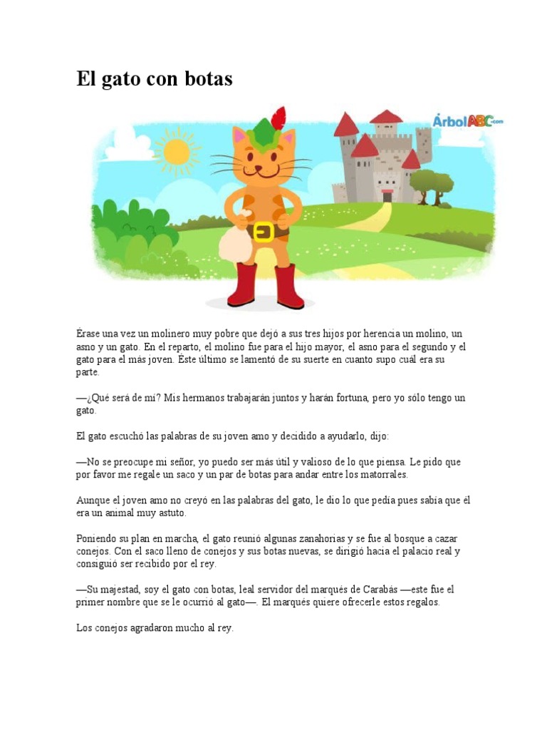 El gato con botas: un cuento clásico | PDF | Libros para adolescentes ...