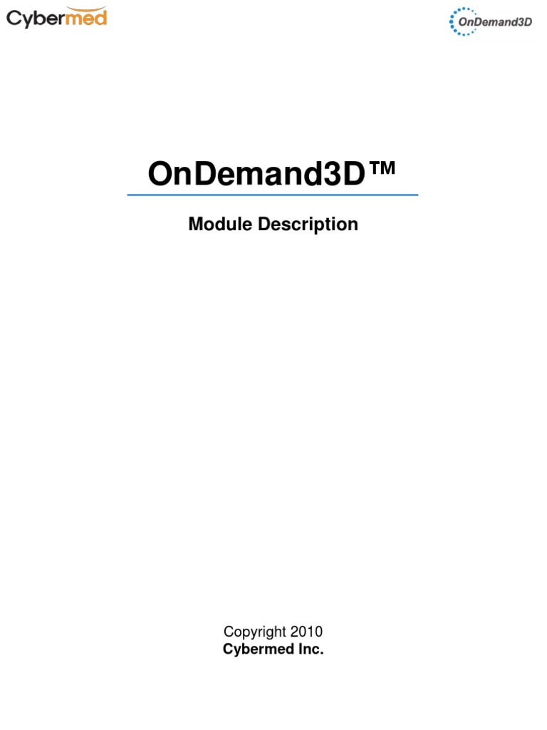 OnDemand3D Module Description | PDF | Databases | Imaging