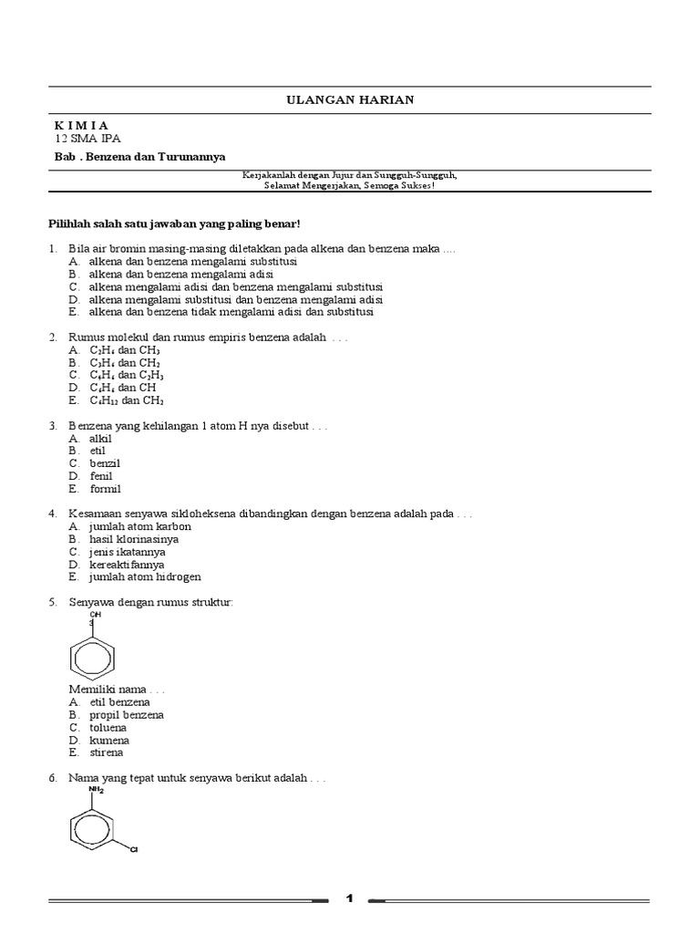 Benzena Dan Turunannya (LEVEL 1) (Layout) TA19-20 | PDF