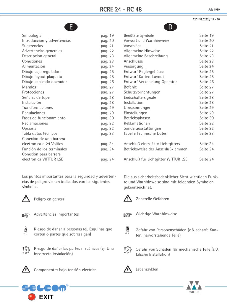 ControlOperadorPuertasSelcom RCRE24 RC48 | PDF