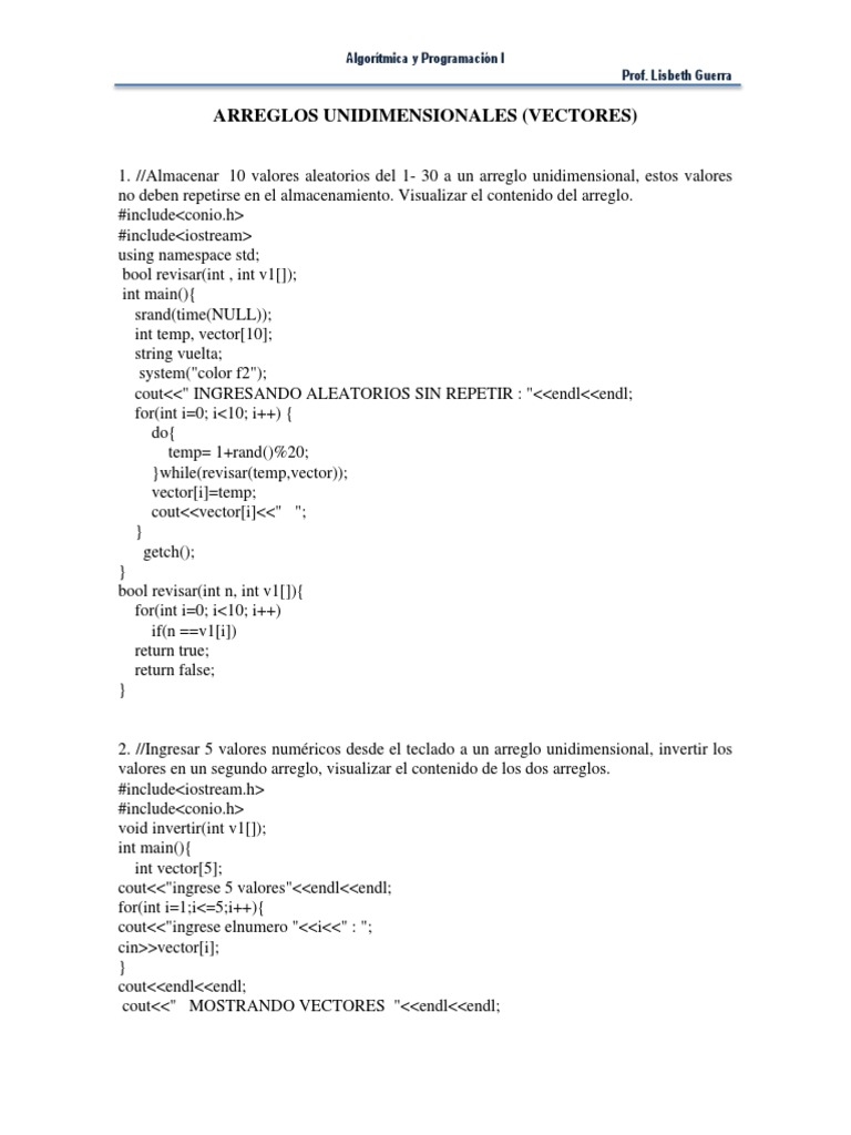 Arreglos Unidimensionales Resueltos | PDF | Estructura de datos de matriz | Desarrollo de software