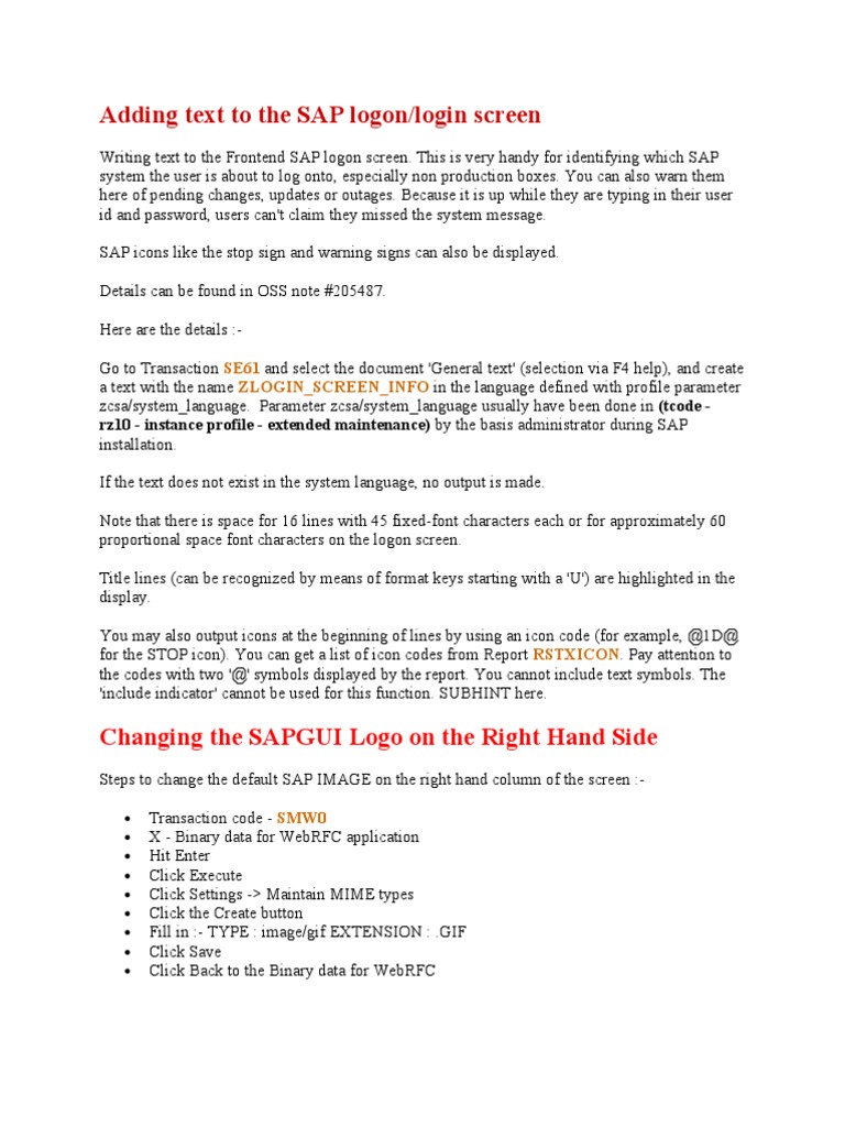 Customizing SAP Logon Screen Text and Logo | PDF | Icon (Computing ...