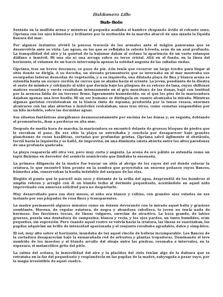 Baldomero Lillo - Sub Sole | PDF | Mar