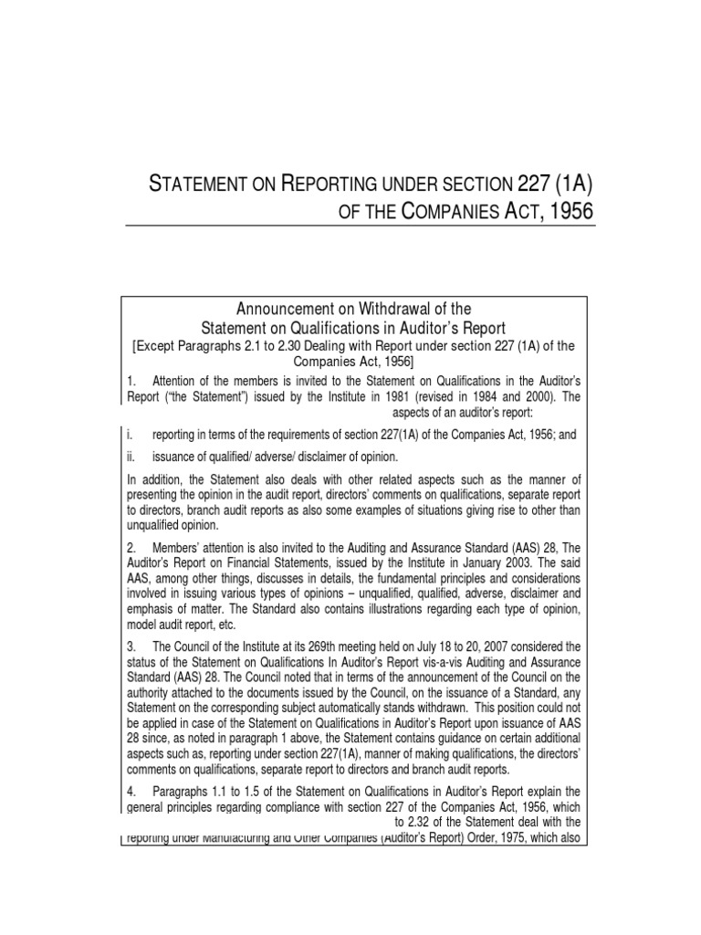 Withdrawal of Auditor's Report Statement | PDF | Technology & Engineering