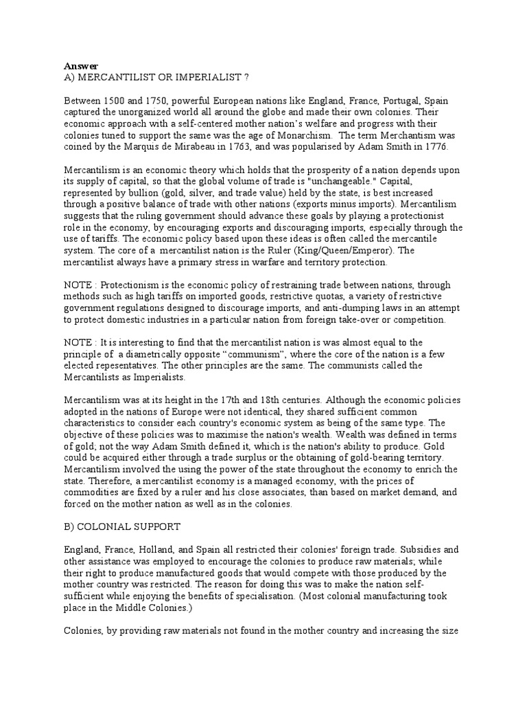 An Analysis of Mercantilism and Neomercantilism in Europe between 1500 ...