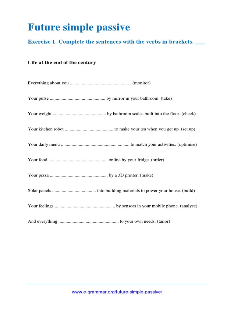 future-simple-passive-exercise-1 | PDF