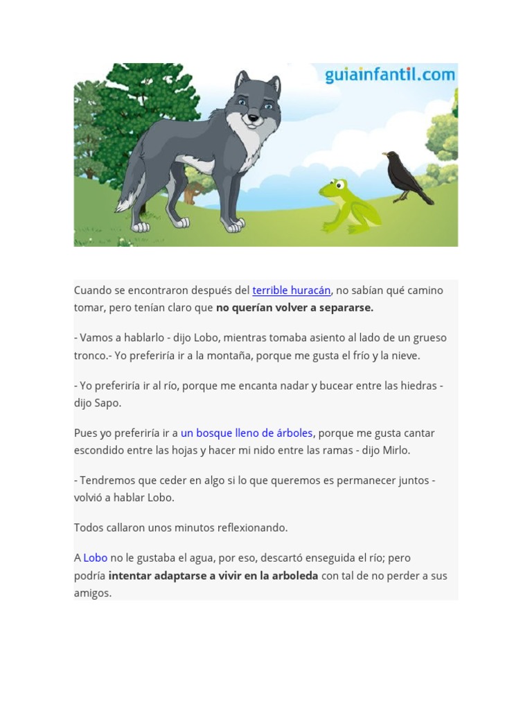 Cuento El Lobo y Mirlo | PDF