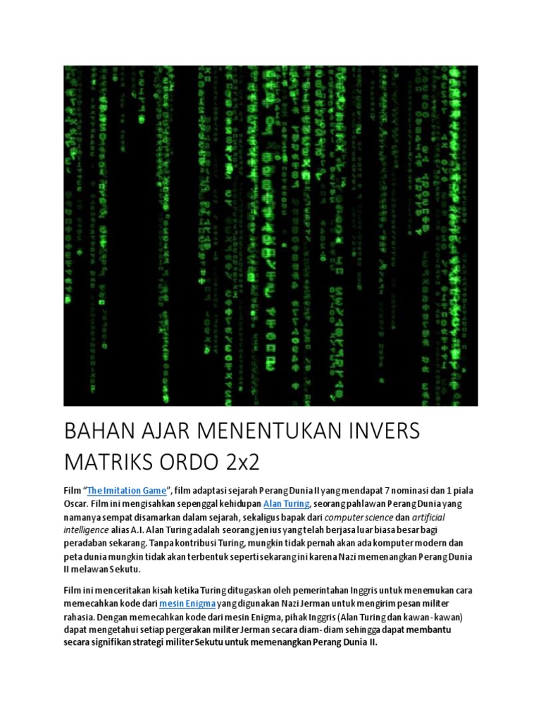 BAHAN AJAR MENENTUKAN INVERS MATRIKS ORDO 2x2 | PDF