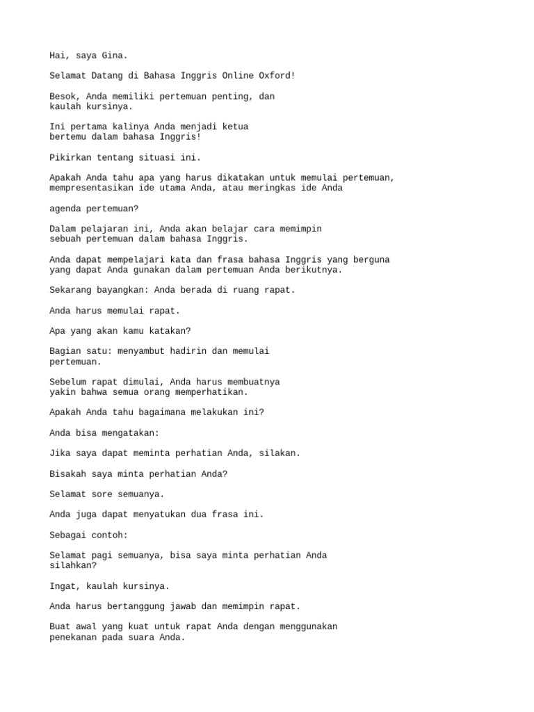 (Indonesian) Chair A Meeting in English - Useful English Phrases For ...