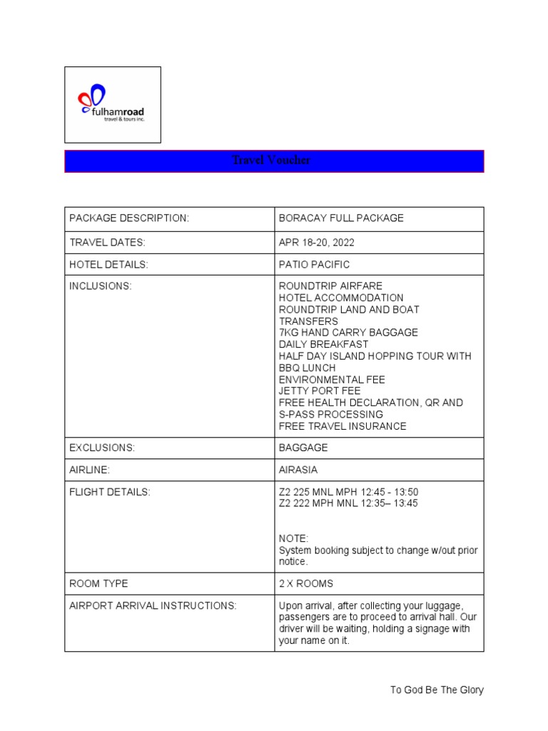 Boracay Bonsol Apr18!20!5px PD | PDF | Baggage