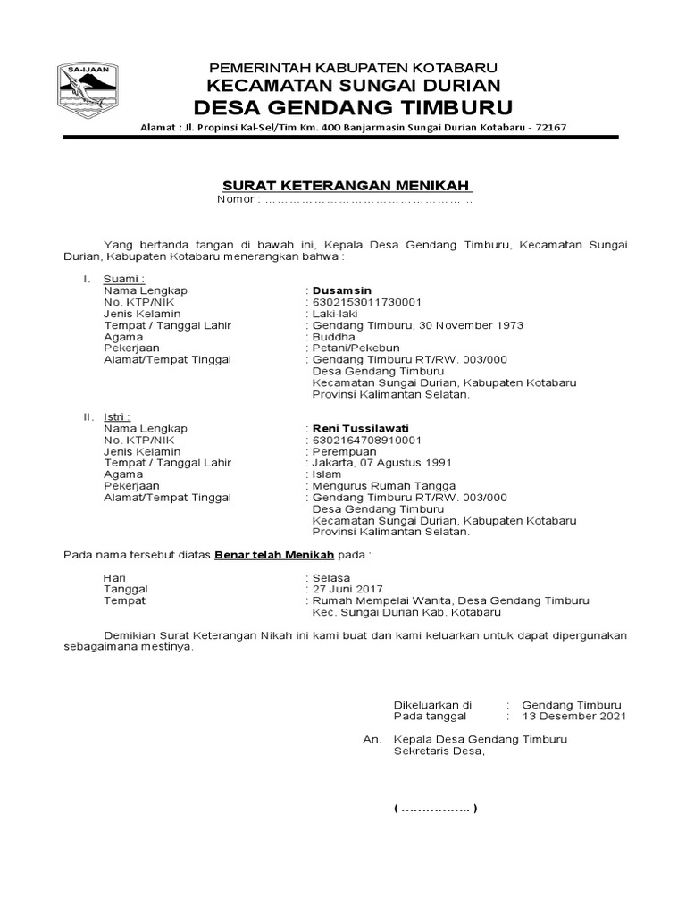 Keterangan Menikah-1-1 | PDF