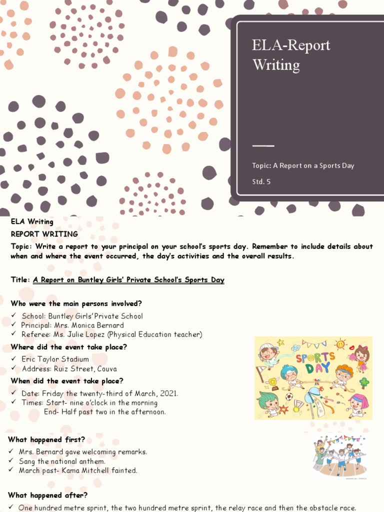 ELA-Report Writing Report On A Sports Day | PDF | Sports
