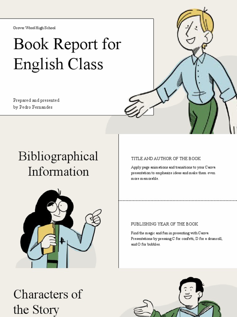 Beige Green and Blue Illustration Book Report Education Presentation | PDF
