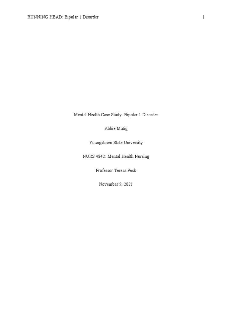 Mental Health Case Study | PDF | Mania | Bipolar Disorder