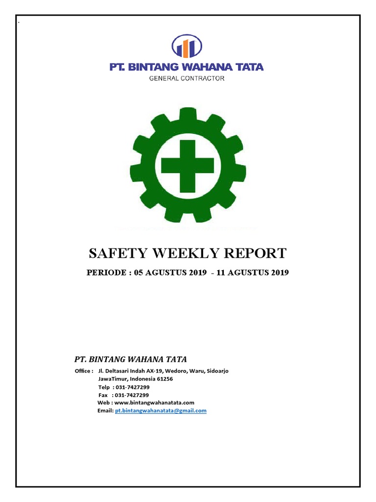 Safety Weekly Report: Periode: 05 Agustus 2019 - 11 Agustus 2019 | PDF