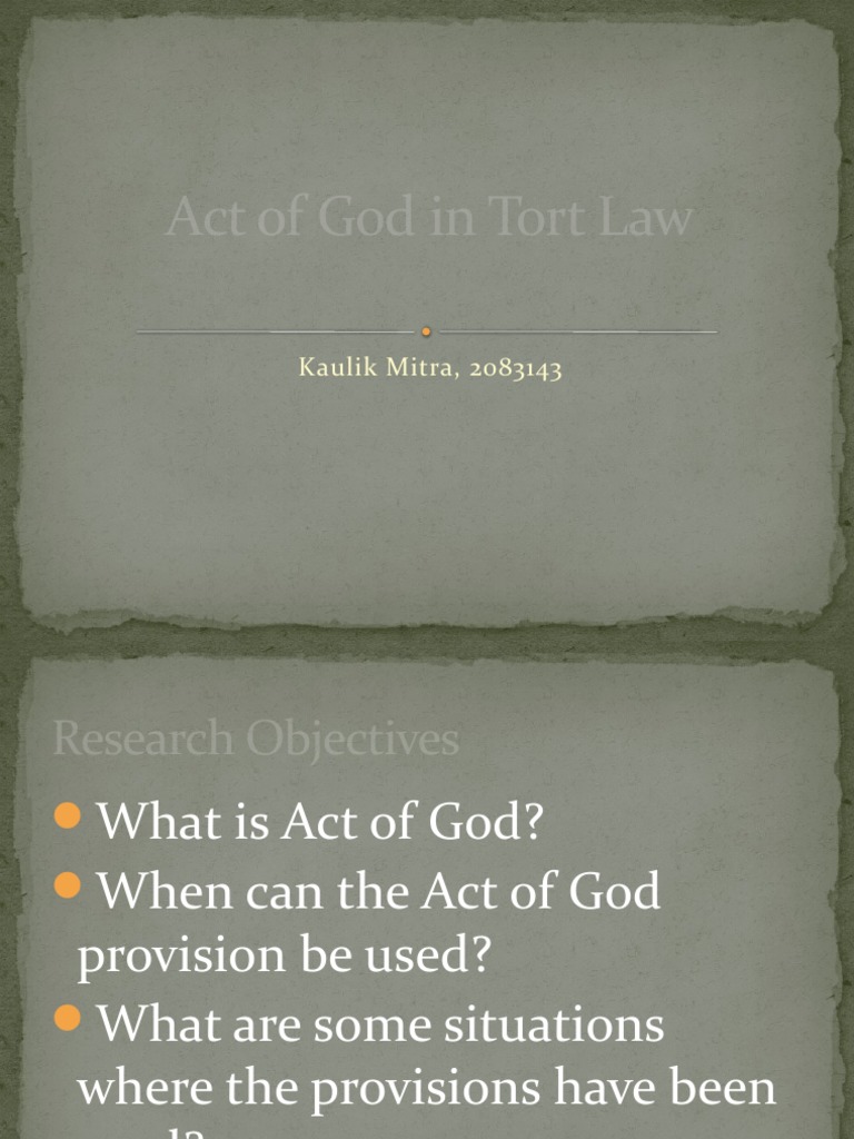 Act of God in Tort Law Explained | PDF | Negligence | Damages