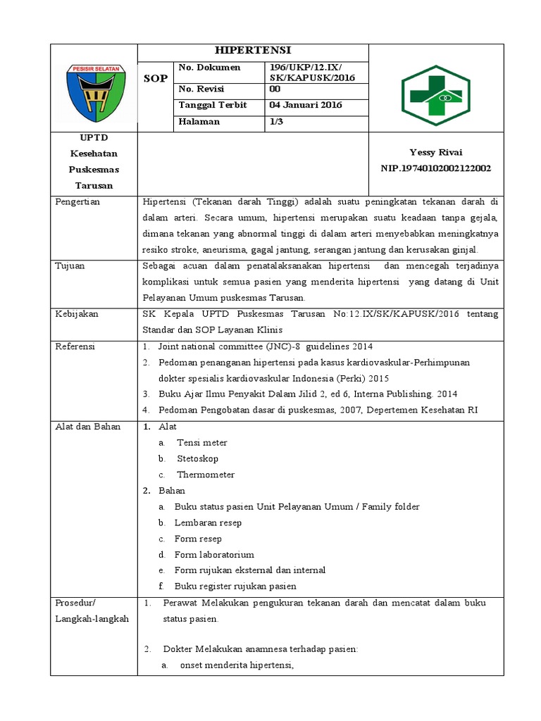 Sop Hipertensi | PDF