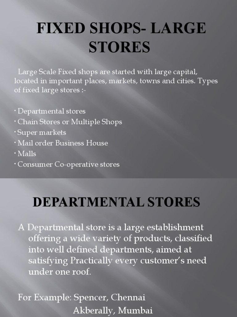 Fixed Shops-Large Stores | PDF | Retail | Department Store