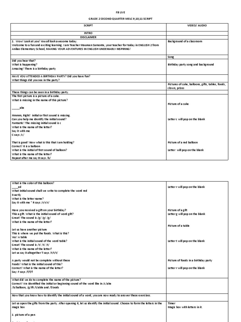 Identifying Initial Sounds and Verbs in a Story | PDF