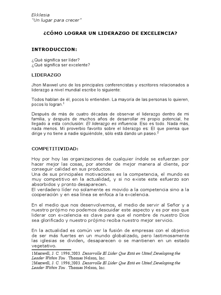 Liderazgo de Excelencia | PDF | Liderazgo