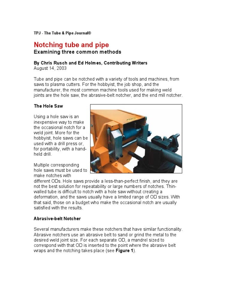 Notching Tube and Pipe: Examining Three Common Methods | PDF | Pipe ...