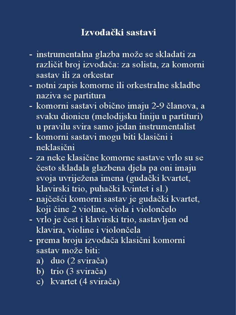 Izvođački Sastavi | PDF