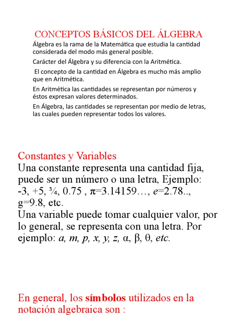 Conceptos Básicos Del Álgebra | PDF