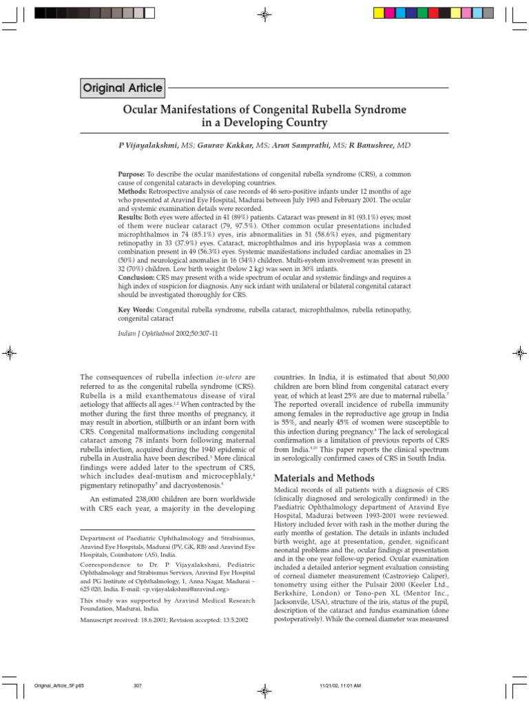 Ocular Manifestations of Congenital Rubella.9 | PDF | Congenital Heart ...