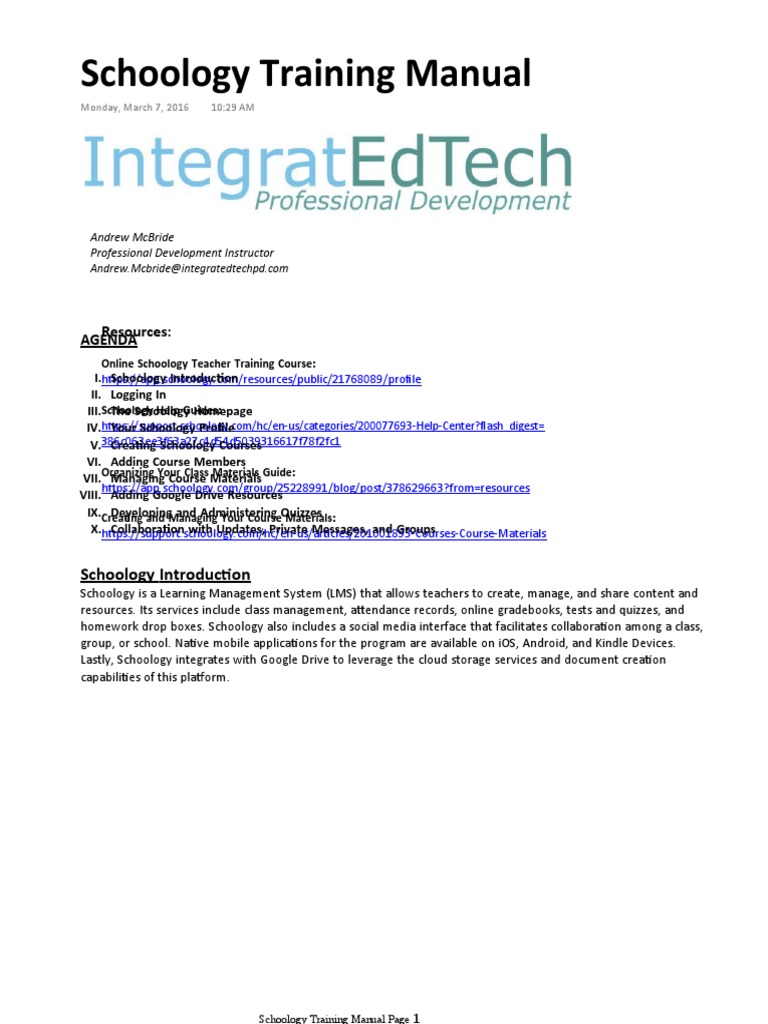 Schoology Teacher Training Guide | PDF | Computing | Software