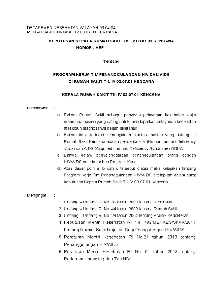 SK Program Kerja Hiv | PDF