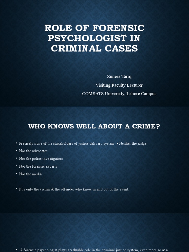 Lecture 6 - Role of Forensic Psychologist in Criminal Cases | PDF ...
