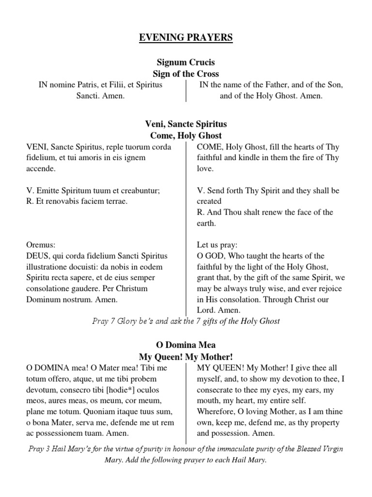 Evening Prayers: Signum Crucis Sign of The Cross | Download Free PDF ...