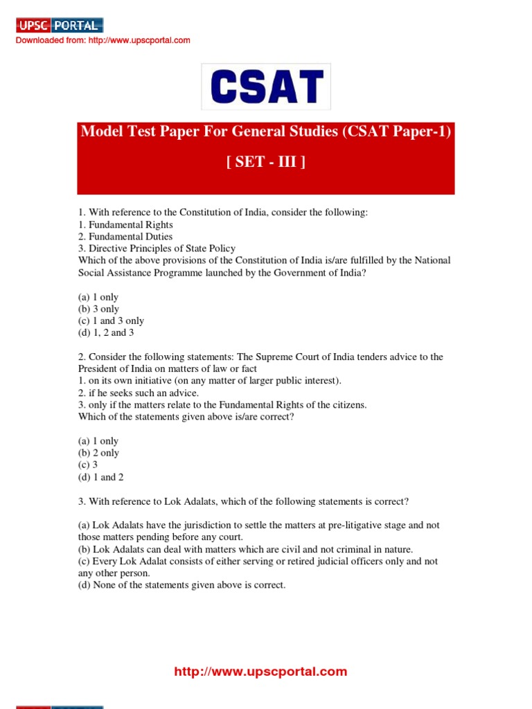 Model Test Paper For General Studies CSAT Paper 1 Set III | PDF | Boron ...