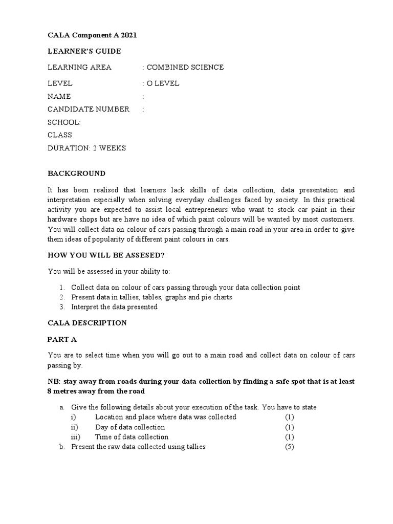 CALA COMBINED SCIENCE Component A - Learner | PDF