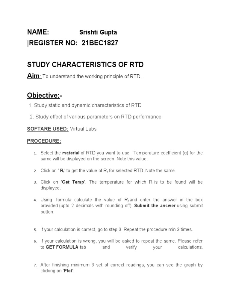 RTD and Strain Gauge Virtual Lab Guide | PDF | Electrical Resistance ...
